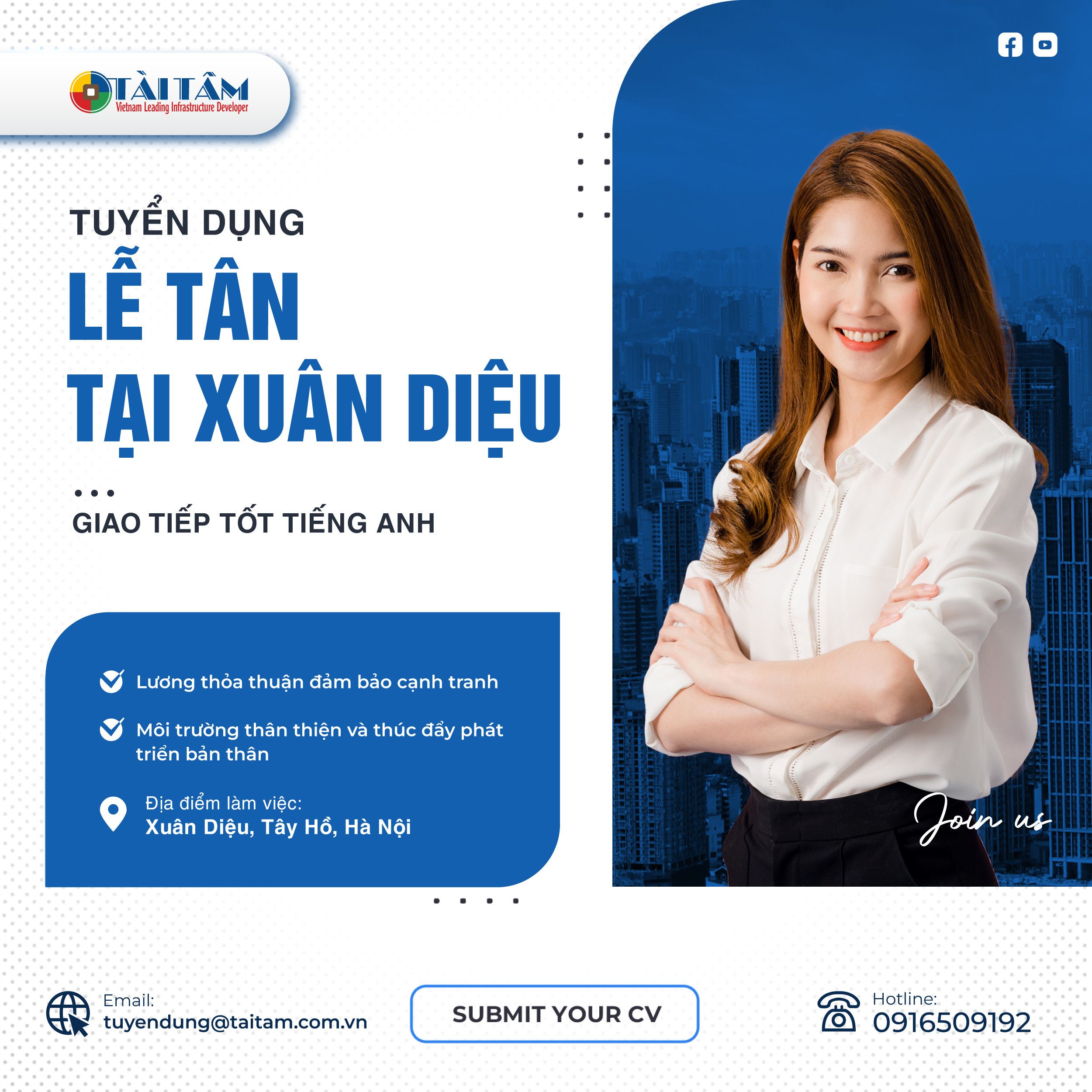 Nhân viên Lễ tân Hành chính tại Xuân Diệu, Tây Hồ, Hà Nội